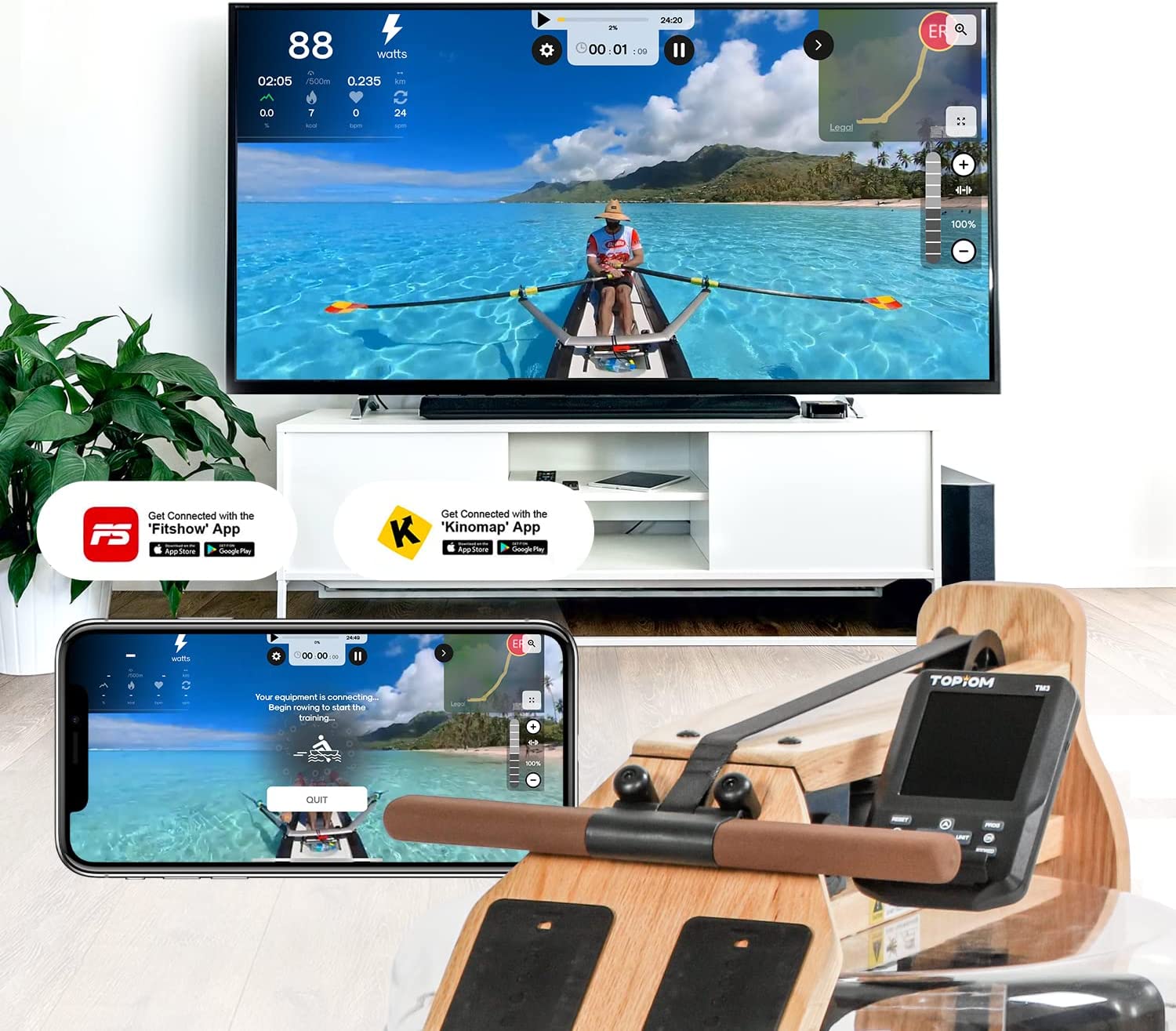 TOPIOM Water Rower Rowing Machine